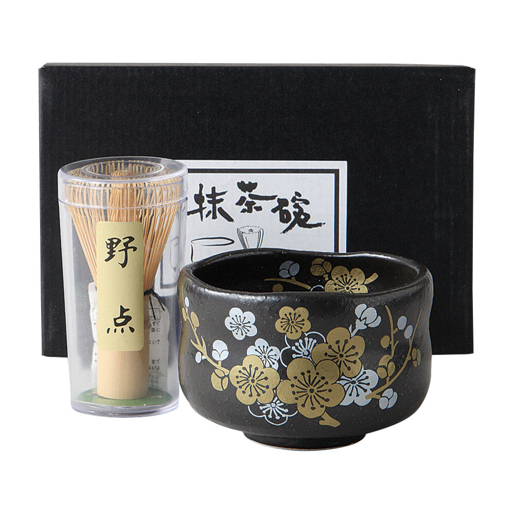 Tenmoku Ume Nodate Chawan & Chasen Set – Ema's Table