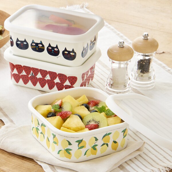 Nordic Style Enamel Container with Lid – Ema's Table