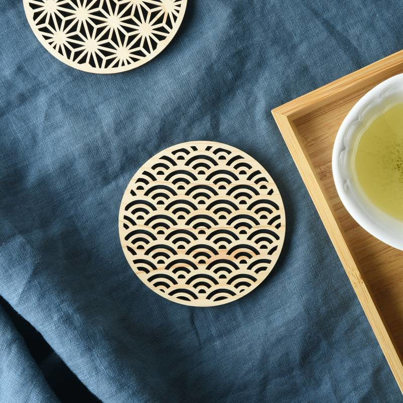 Japanese Pattern Cypress Coaster – Ema's Table