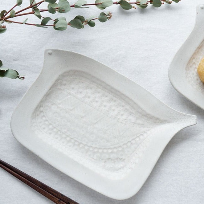 Yoshizawa White Bird Rectangular Plate 9" – Ema's Table