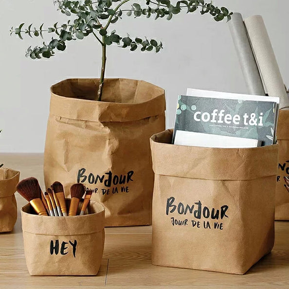 Washable Brown Kraft Paper Storage Bag – Ema's Table