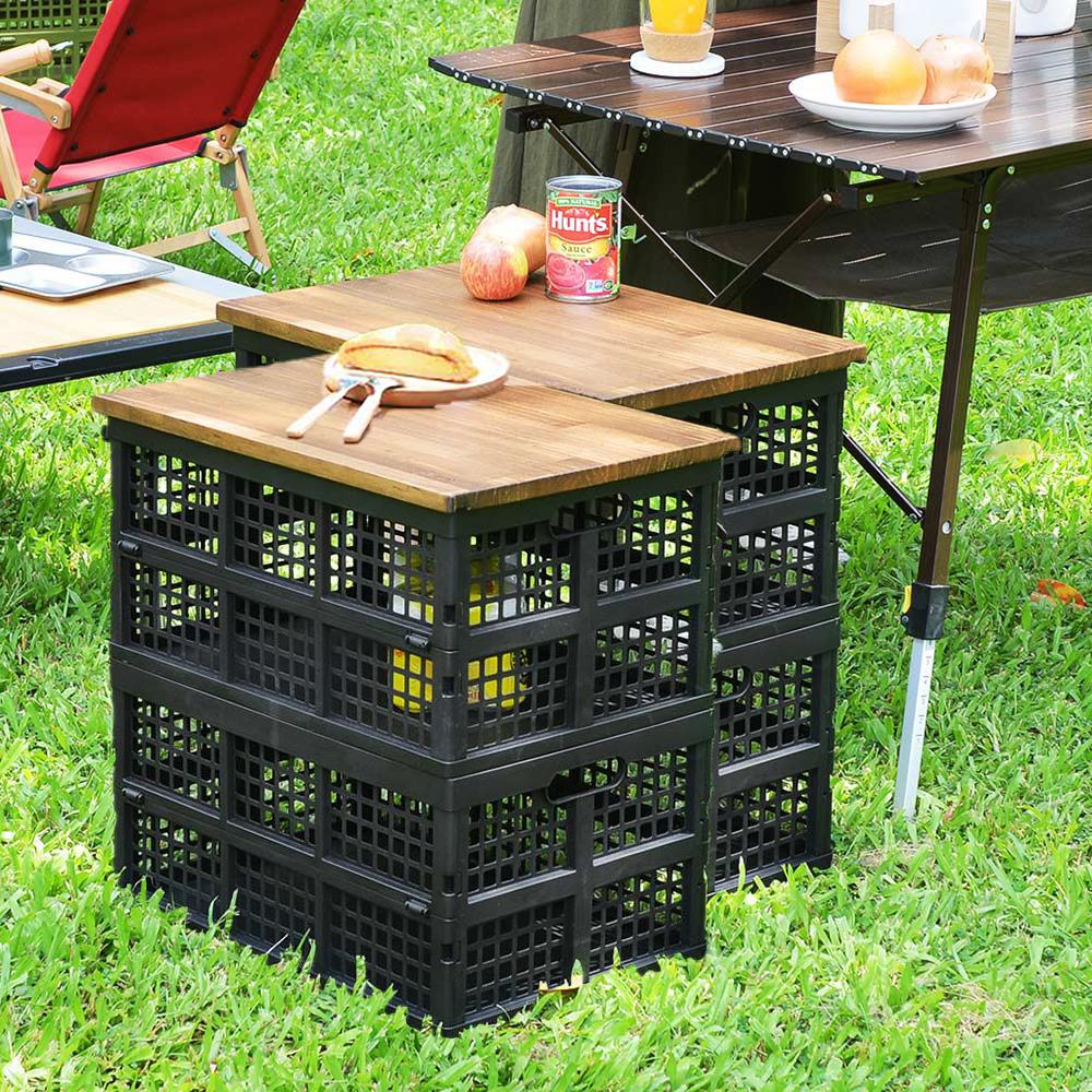 Foldable Picnic Table - Black (2 baskets included) – Ema's Table